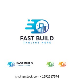 Fast Building Work Logo Designs Concept Stock Vector (Royalty Free ...