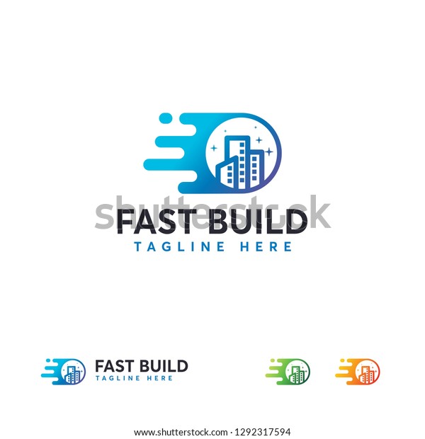 Fast Building Work Logo Designs Concept Stock Vector (Royalty Free ...
