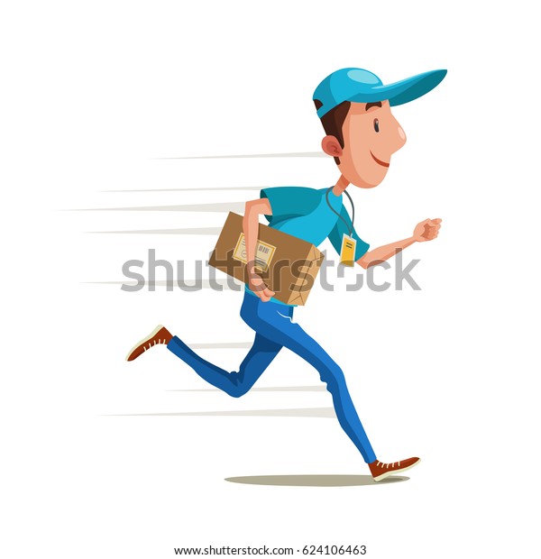 Fast Delivery Vector Illustration Running Courier Stock Vector (Royalty ...