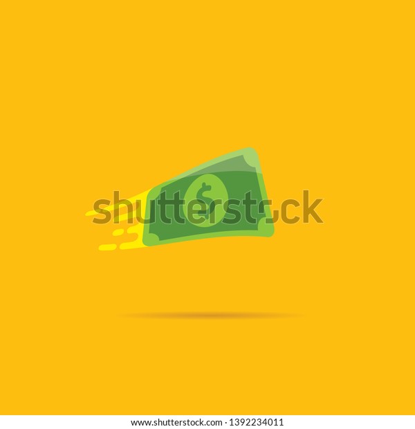 Fast Dollar Money Transfer Flat Icon : image vectorielle de stock ...