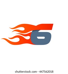 Fast Fire Number Six Logo Speed Stock Vector (Royalty Free) 447562018 ...
