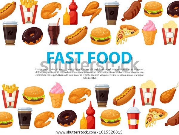 Fast Food Background Easily Prepared Processed Stock Vector (Royalty ...