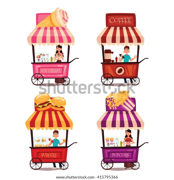 Fast Food Cart Vector Cartoon Set 스톡 벡터(로열티 프리) 415795366 | Shutterstock