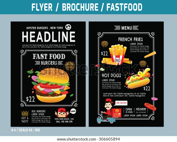 Fast Food Flyer Design Vector Template Stock Vector (Royalty Free ...