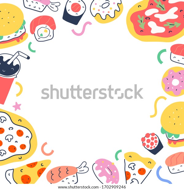 Fast Food Frame Border Background Template Stock Vector (Royalty Free ...