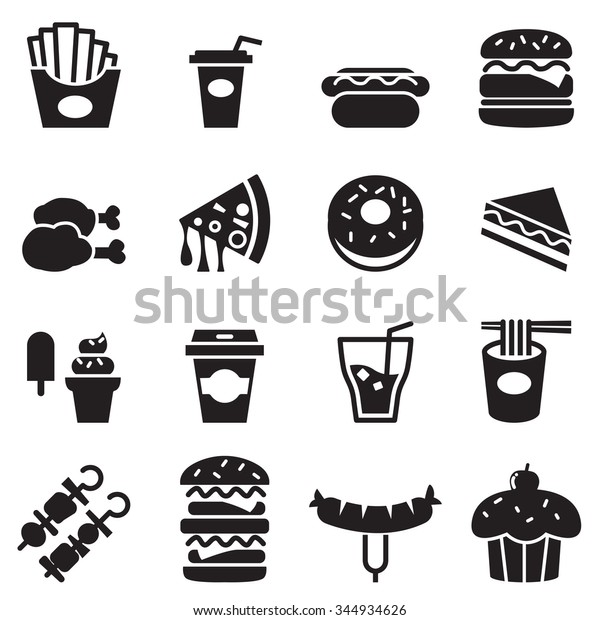 Fast Food Icons Set Stock Vector (Royalty Free) 344934626 | Shutterstock