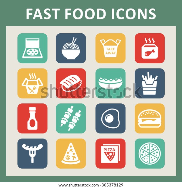 Fast Food Icons Web Stock Vector (Royalty Free) 305378129 | Shutterstock