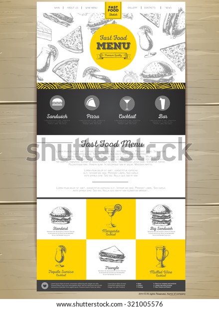 Fast food menu concept Web site design. Corporate identity.