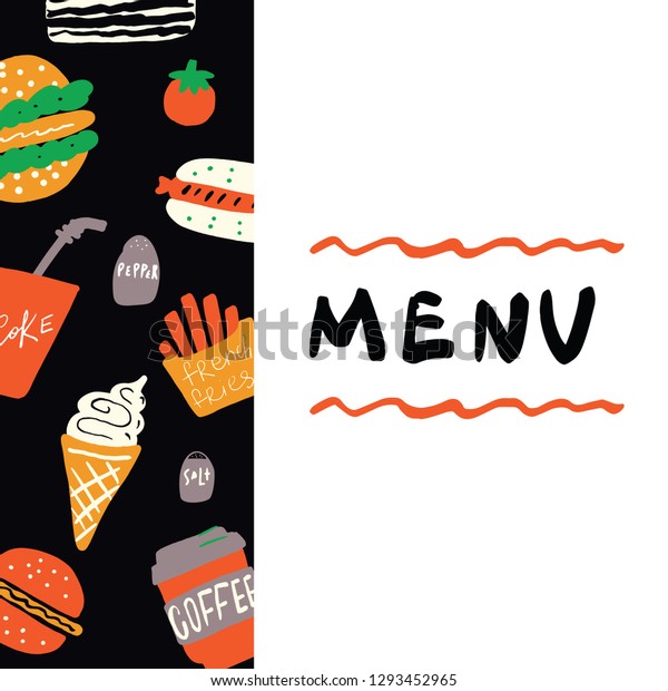 Fast Food Menu Template Funny Hand Stock Vector (Royalty Free ...