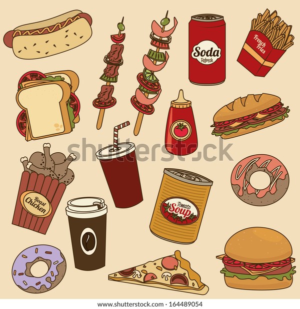 Fast Food Over Pink Background Vector: vector de stock (libre de ...