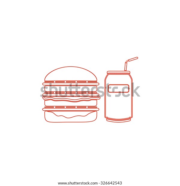 Fast Food Red Outline Vector Pictogram Stock Vector (Royalty Free ...