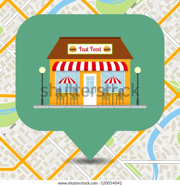 Fast Food Restaurant Front Facade Icon Stock Vector (Royalty Free ...