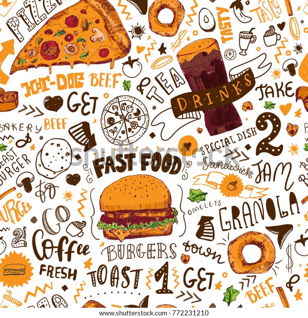Image vectorielle de stock de Motif harmonieux de Fast Food en 772231210