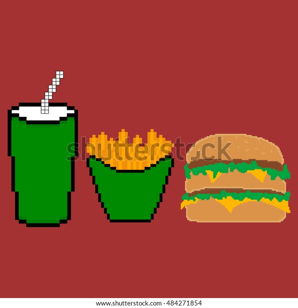 Fast Food Set Pixel Art: เวกเตอร์สต็อก (ปลอดค่าลิขสิทธิ์) 484271854 ...