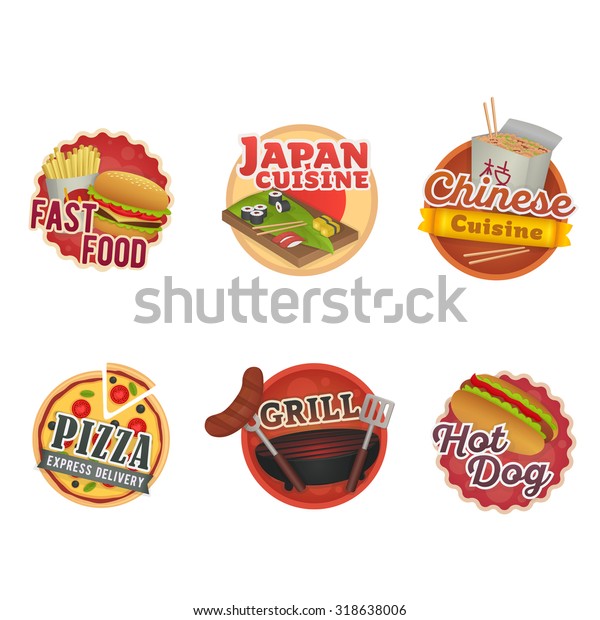 Fast Food Stickerslogos Stock Vector (Royalty Free) 318638006 ...