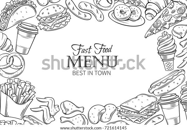 Fast Food Template Frame Page Design Stock Vector (Royalty Free) 721614145