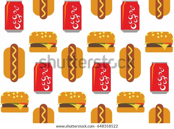 Fast Food Tile Background Stock Vector (Royalty Free) 648358522 ...