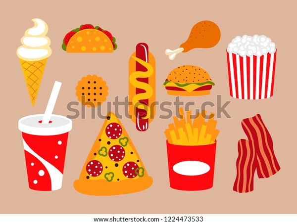 Fast Food Vector Clip Art Set Stock Vector (Royalty Free) 1224473533 ...