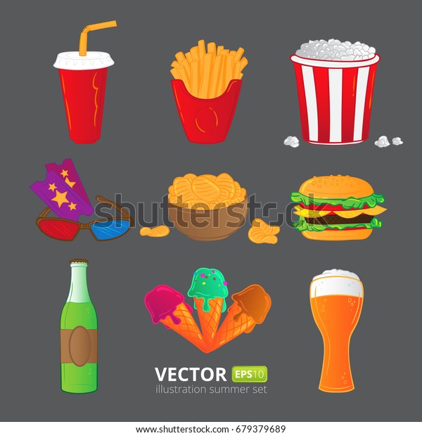 Fast Food Vector Icons Isolated On Stock Vector (Royalty Free ...