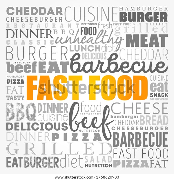 Fast Food Word Cloud Collage Concept: เวกเตอร์สต็อก (ปลอดค่าลิขสิทธิ์) 1768620983 | Shutterstock