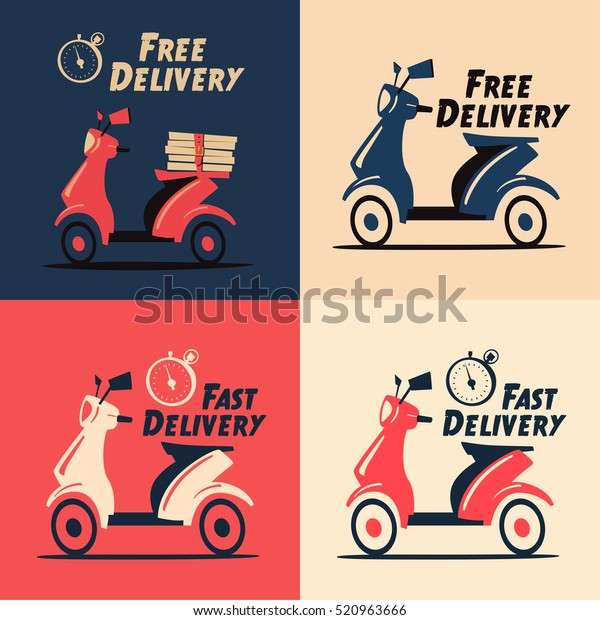 Fast Free Delivery Vector Cartoon Illustration Stock Vector (Royalty ...