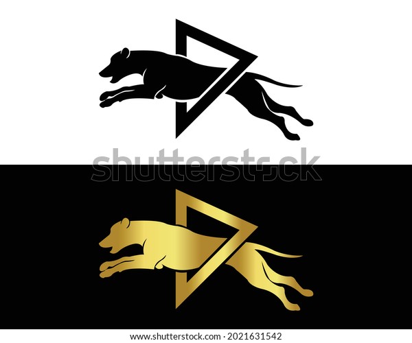 Fast Jumping Running Dog Logo Vector Stock Vector (Royalty Free ...