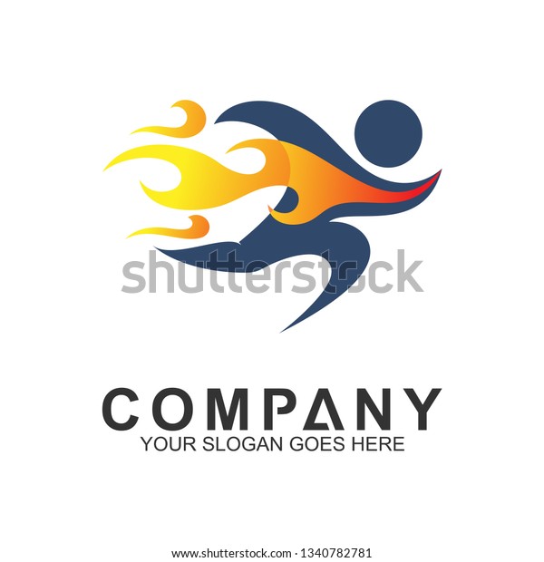 Fast People Logo Fire Motion Shape Stock Vector (Royalty Free) 1340782781