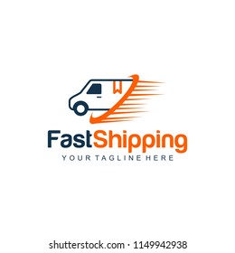 Vector Logo Fast Delivery Van Two Stock Vector (Royalty Free) 215607649