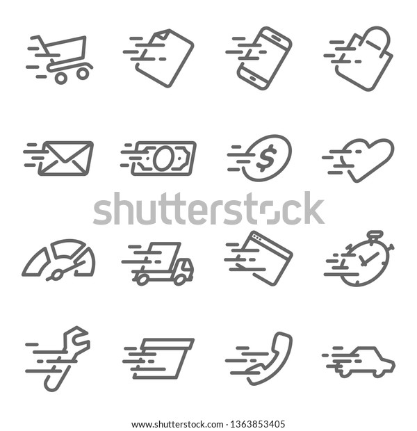 Fast Speed Icon Set. Contains such Icons as Fast Service, Delivery ...