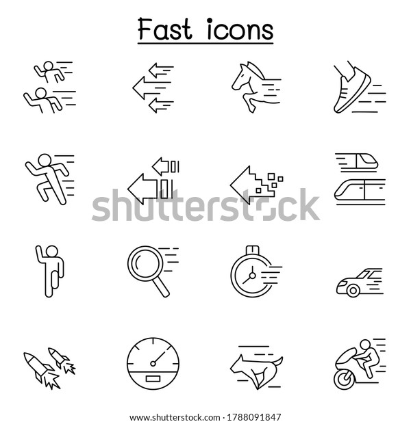 Fast Speed Related Vector Line Icons Stock Vector (Royalty Free ...
