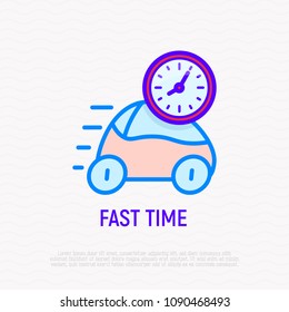 Fast Time Thin Line Icon Car Stock Vector (Royalty Free) 1090468493