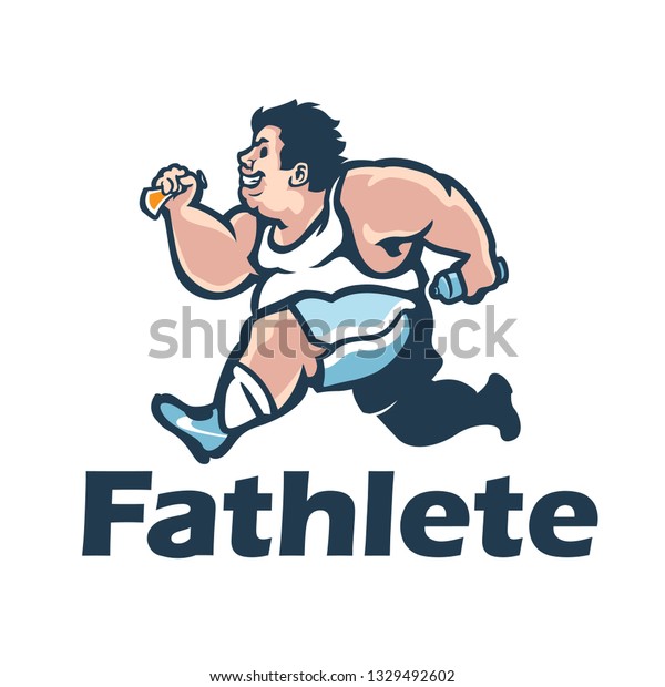 Fat Athlete Running Vector Illustration Stock Vector (Royalty Free ...