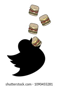 Fat Bird Eating Burger Stock Vector (Royalty Free) 1090455281