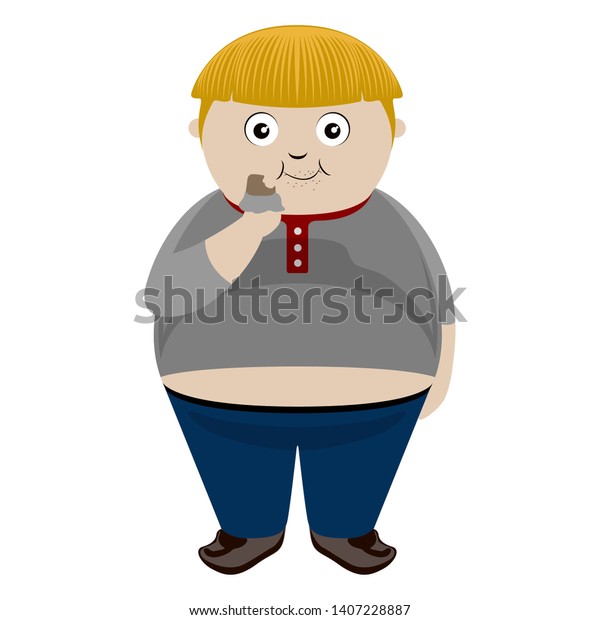 Fat Boy Eating Chocolate Bar Vector Stock Vector (Royalty Free ...