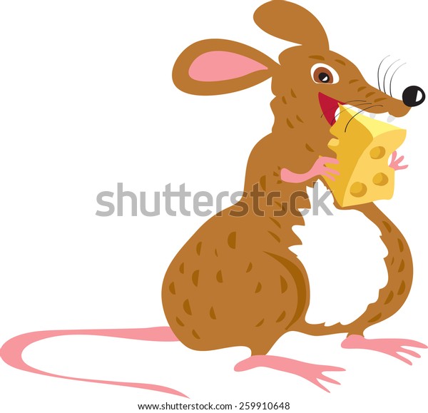 Fat Cartoon Mouse Eating Chunk Cheese Stock Vector (Royalty Free) 259910648