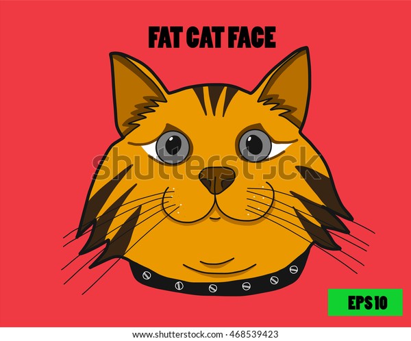 Fat Cat Face On Red Background Stock Vector (Royalty Free) 468539423 ...