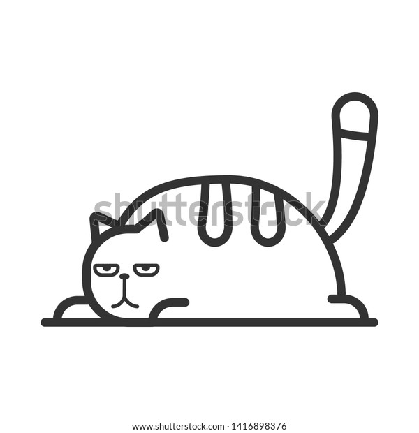 Fat Cat Outline Style Vector Illustration Stock Vector (Royalty Free ...