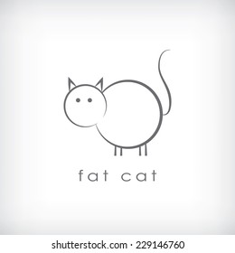 Fat Cat Symbol Simple Lines Design Stock Vector (Royalty Free ...