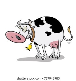 Cute Cartoon Cow Illustration Vector Stock Vector (Royalty Free ...