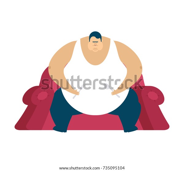 Fat Guy Sitting On Chair Glutton Stock Vector (Royalty Free) 735095104 ...