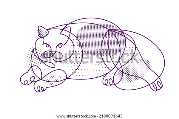 Fat Lazy Cat Line Art Vector Arkivvektor (royaltyfri) 2188091645 ...
