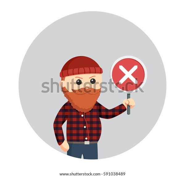 Fat Lumberjack Crosswise Sign Circle Background Stock Vector (Royalty ...
