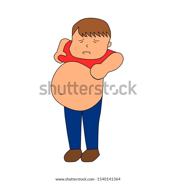 Fat man cartoon on white background. concept of overweight and belly ...