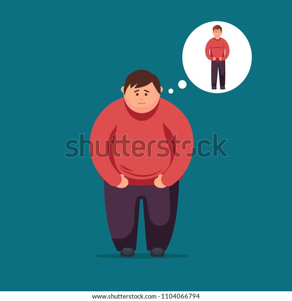 Fat Man Dreams Losing Weight Stock Vector (Royalty Free) 1104066794