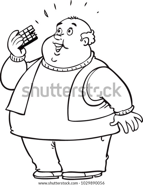 Fat Man Eating Chocolate: เวกเตอร์สต็อก (ปลอดค่าลิขสิทธิ์) 1029890056 ...