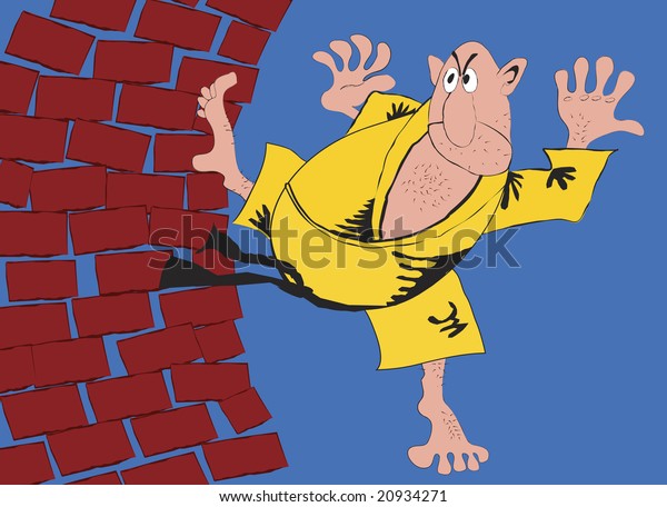 Fat Man Fight Brick Wall Kicking: เวกเตอร์สต็อก (ปลอดค่าลิขสิทธิ์ ...