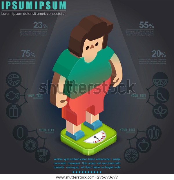 Fat Man Measuring Weight On Scale Stock Vector (Royalty Free) 295693697 ...