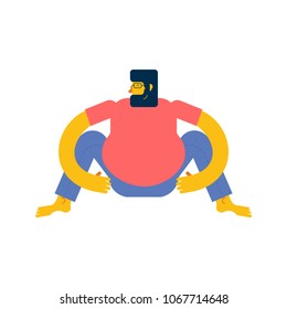 Fat Man Sitting Overweight Man Vector Stock Vector (Royalty Free ...