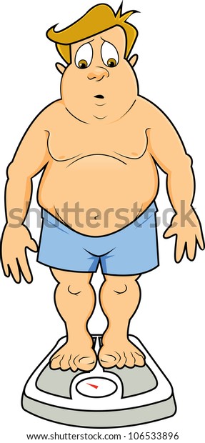 Fat Man Standing On Scale Looking Stock Vector (Royalty Free) 106533896