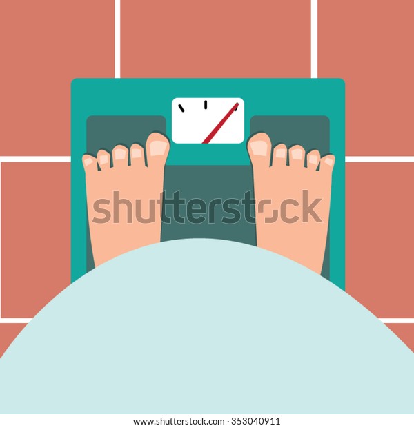 Fat Man Standing On Weight Scale Stock Vector (Royalty Free) 353040911